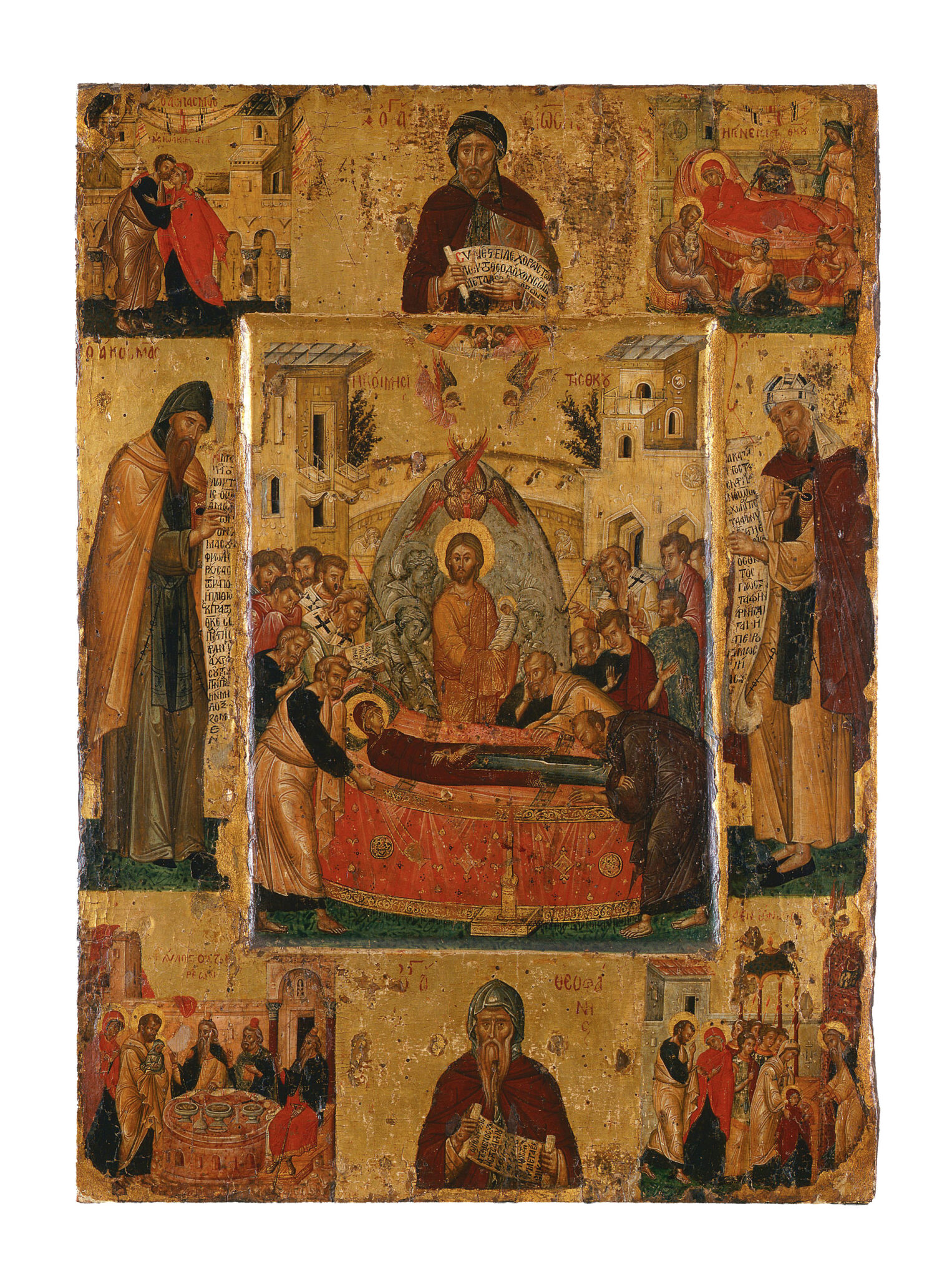 Icon with a representation of the Dormition of the Virgin ...